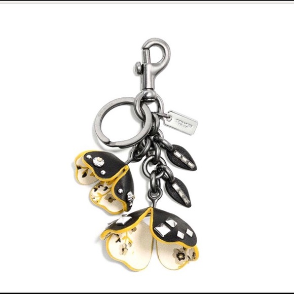 Coach | Other | Coach Floral Leather Tea Rose Bag Charm Keychain | Poshmark